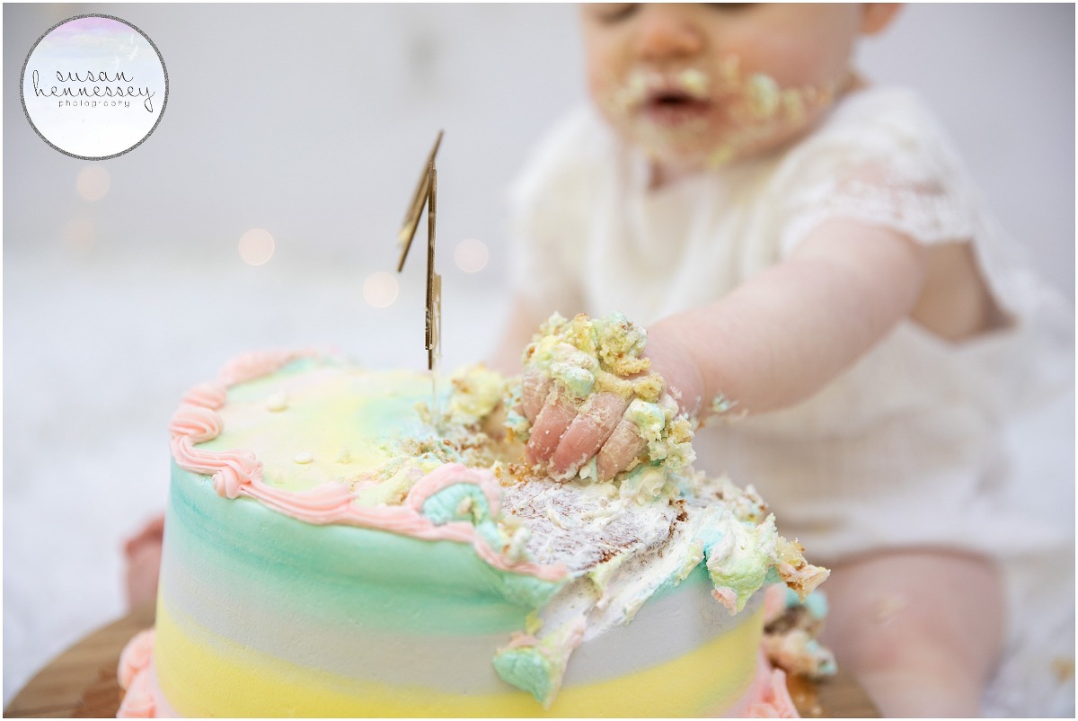 Rainbow Themed Cake Smash Photography Session | Maura